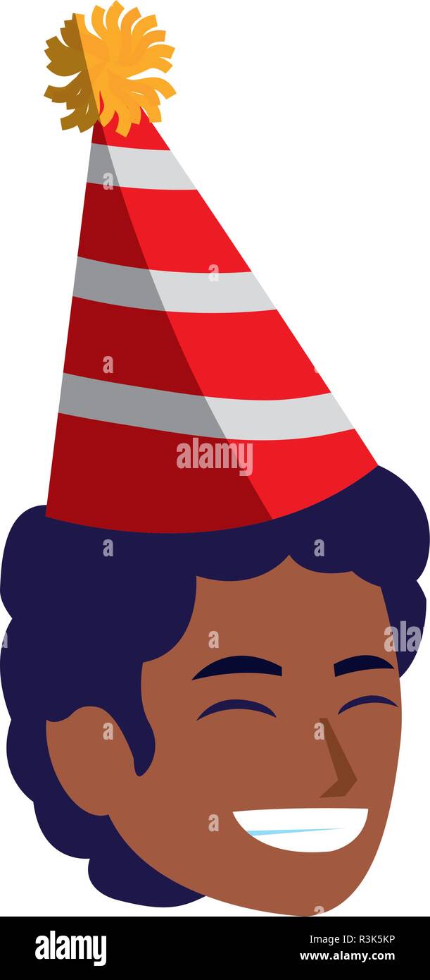 happy man with party hat over white background, vector illustration ...