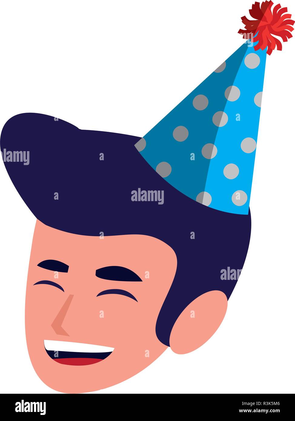 happy man with party hat over white background, vector illustration ...