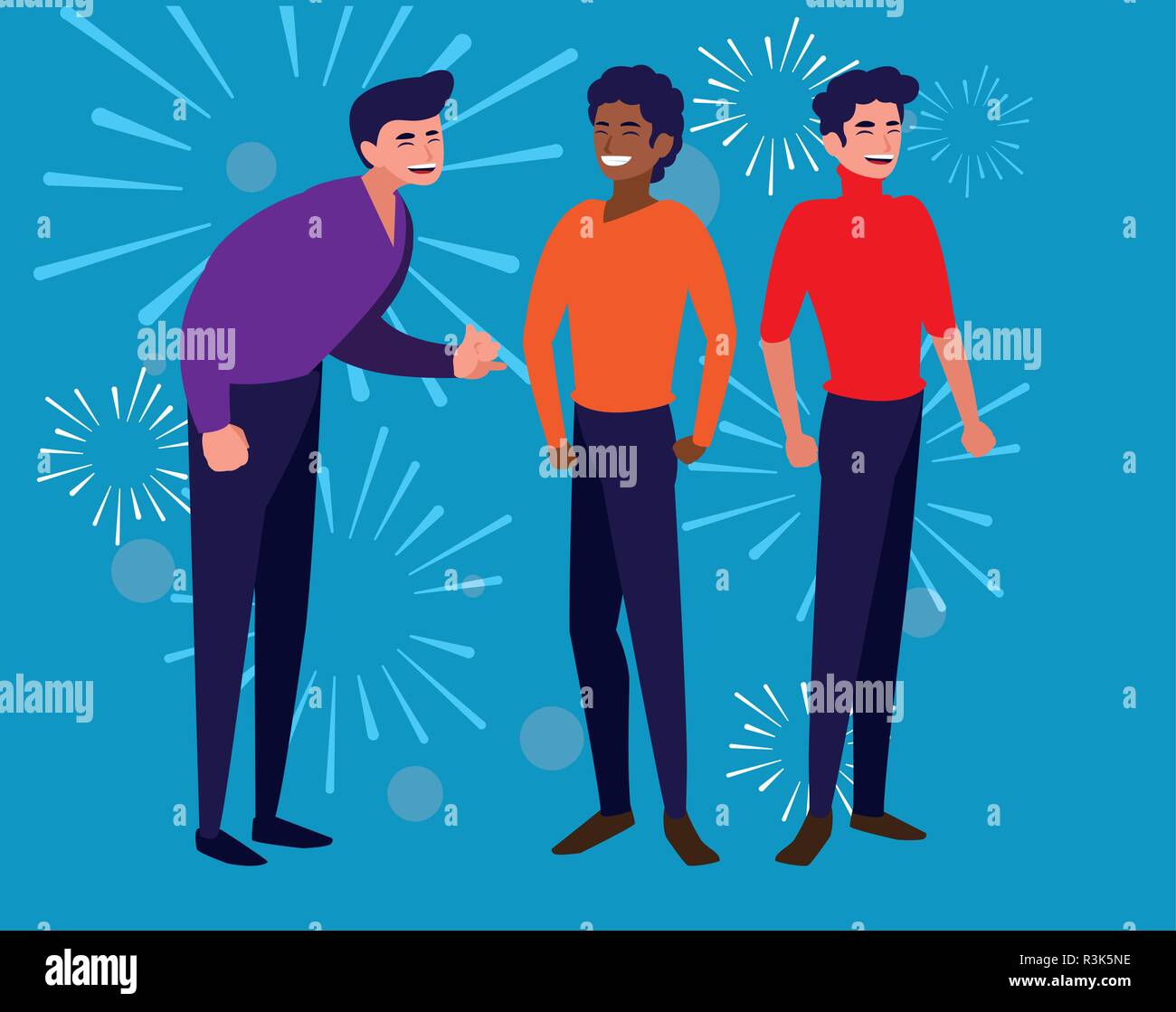 cartoon happy men in a party over blue background, vector illustration ...