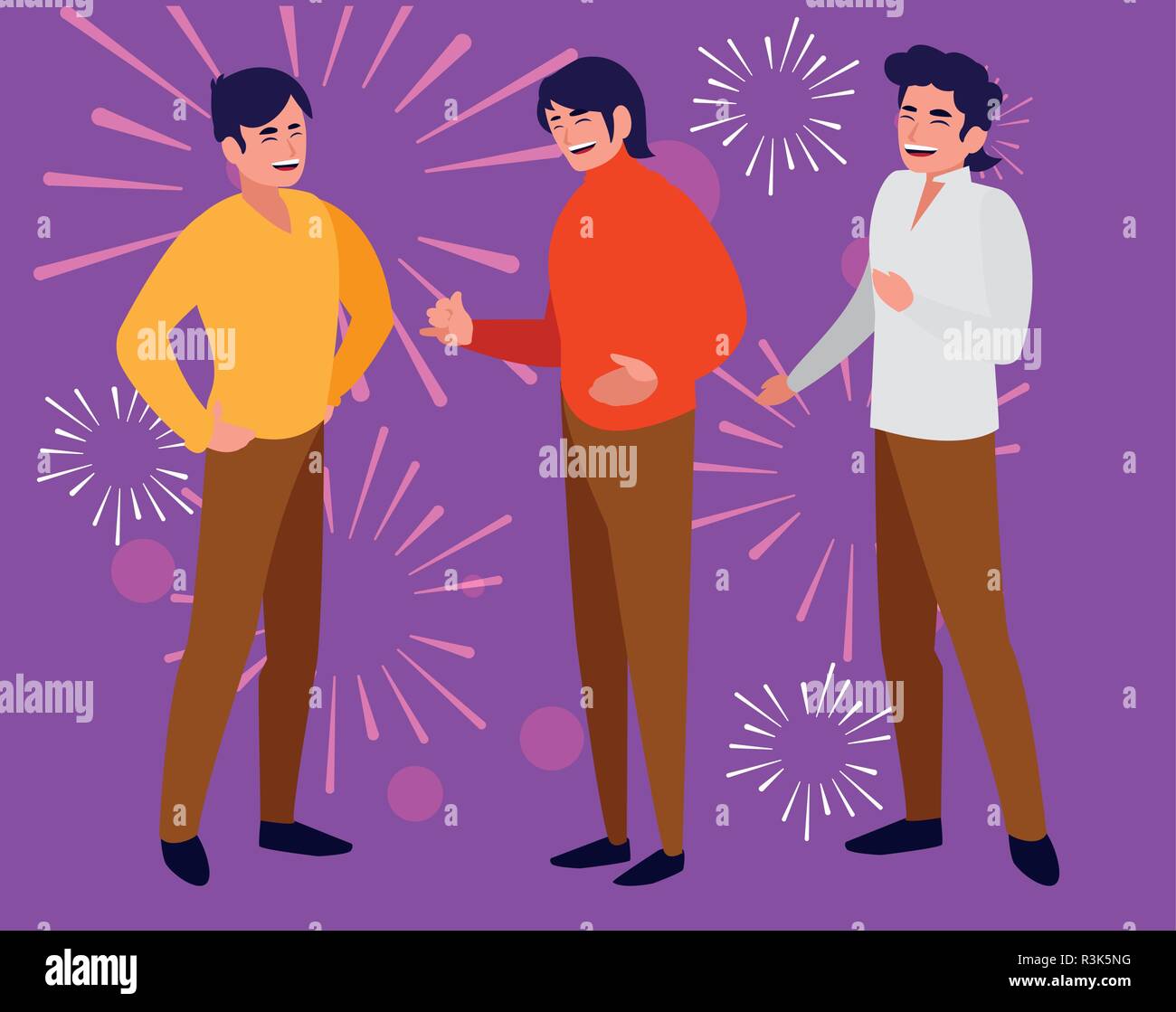 cartoon happy men in a party over white background, vector illustration ...