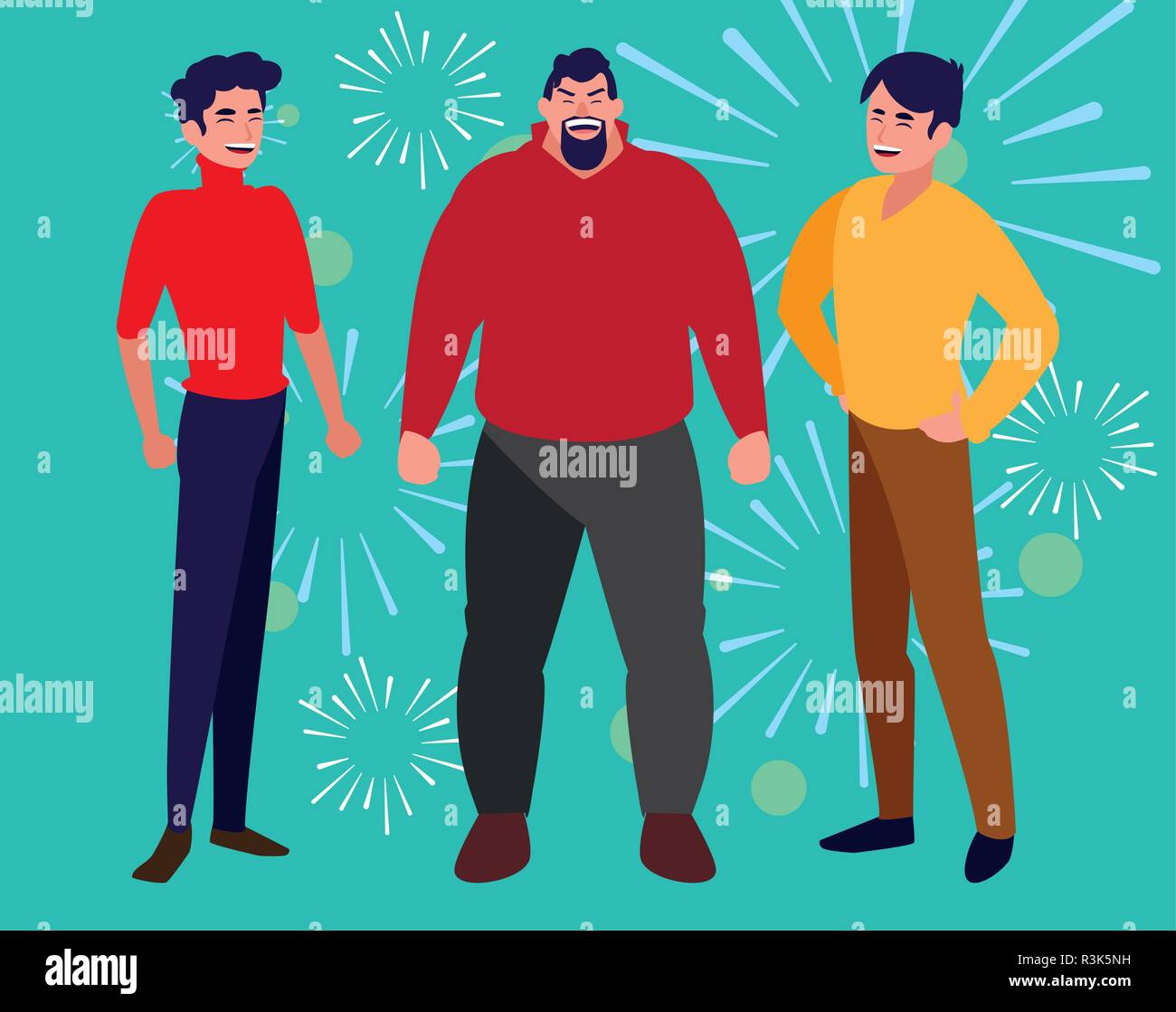 cartoon happy men in a party over blue background, vector illustration ...