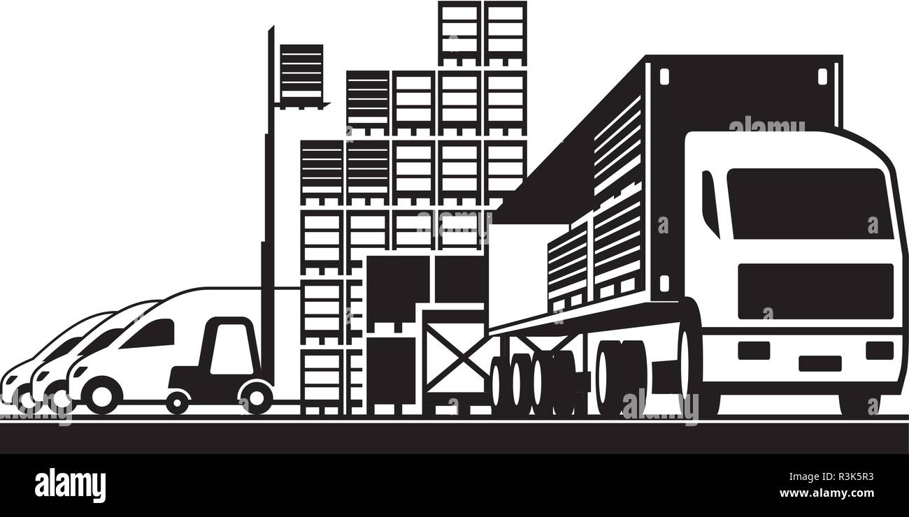 Open distribution warehouse - vector illustration Stock Vector Image ...