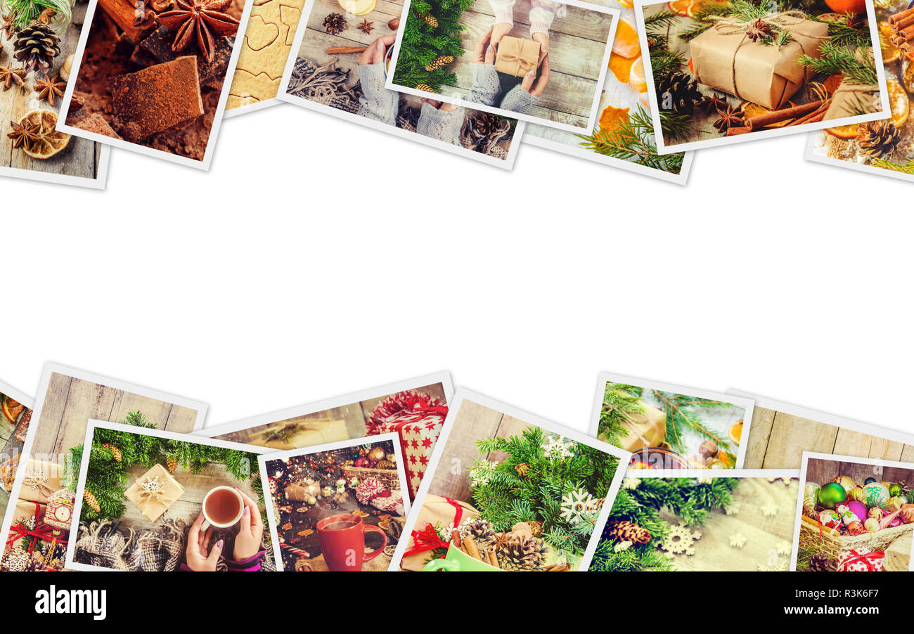 collage of Christmas pictures. Holidays and events. Decoration Stock ...
