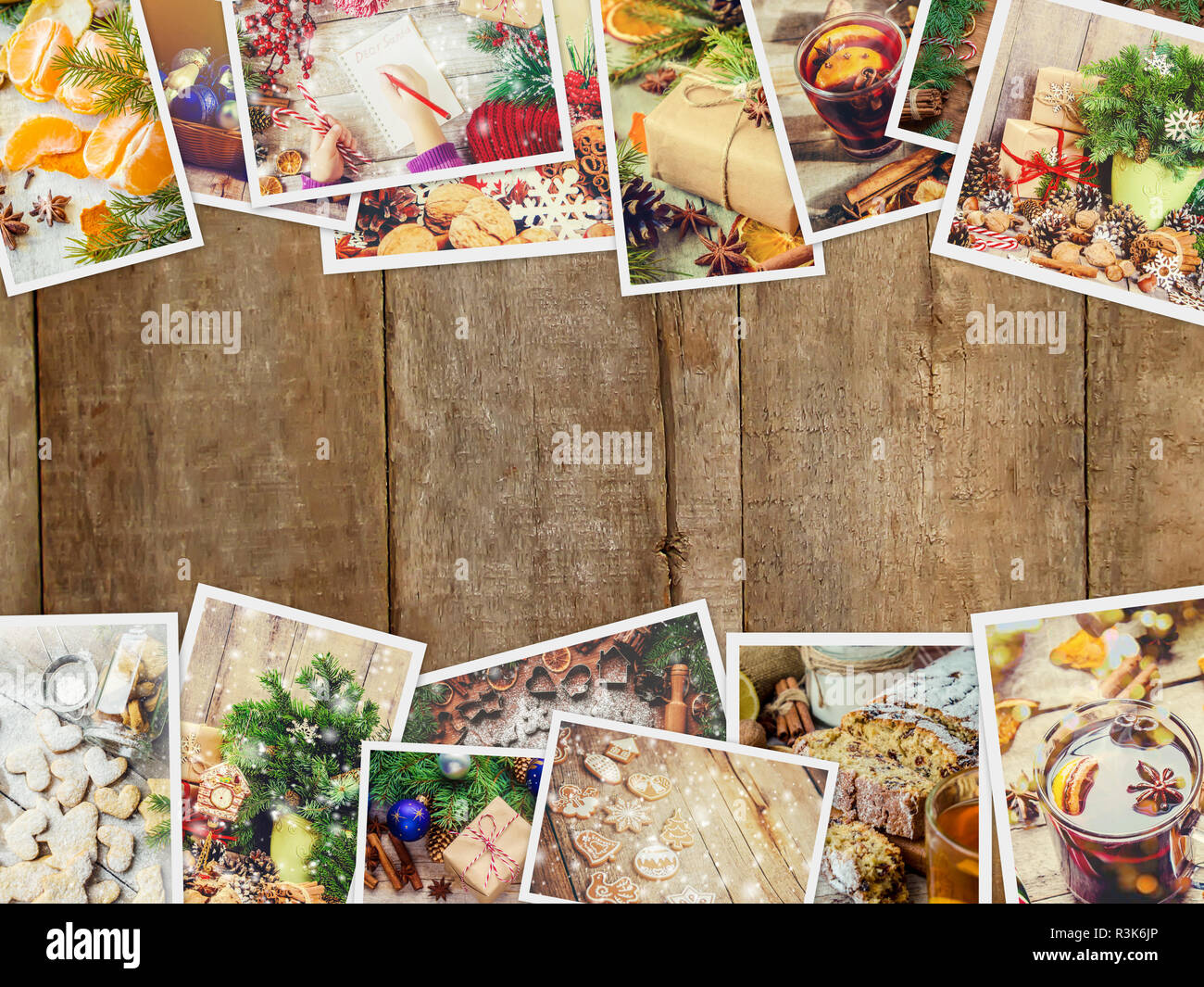 collage of Christmas pictures. Holidays and events. Decoration Stock ...
