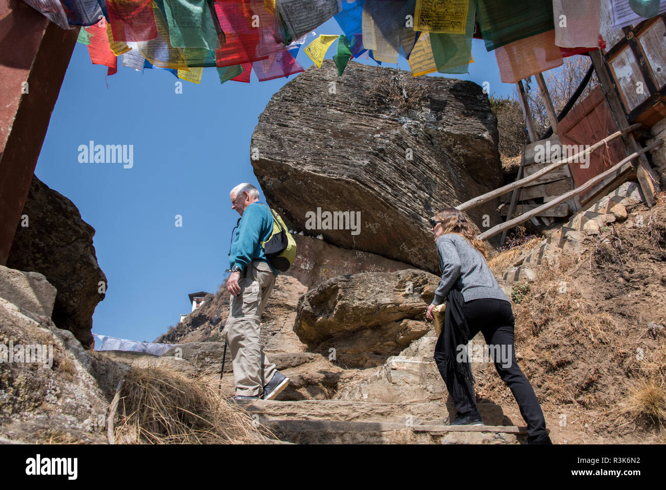 Bhutan, Paro. Hiking up to the famous Tiger's Nest Monastery (aka Paro ...