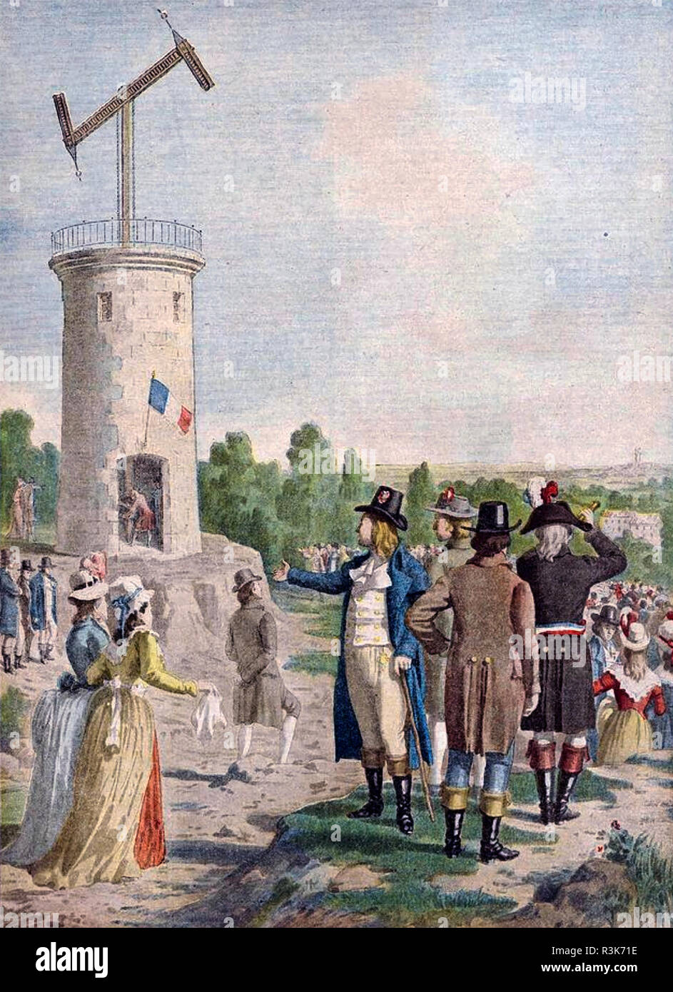 CLAUDE CHAPPE (1763-1805) French inventor demonstrating his semaphore ...
