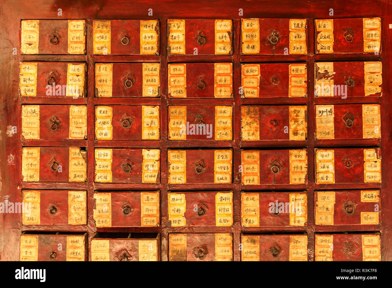 Cabinet of labeled drawers, Guilin, China Stock Photo - Alamy
