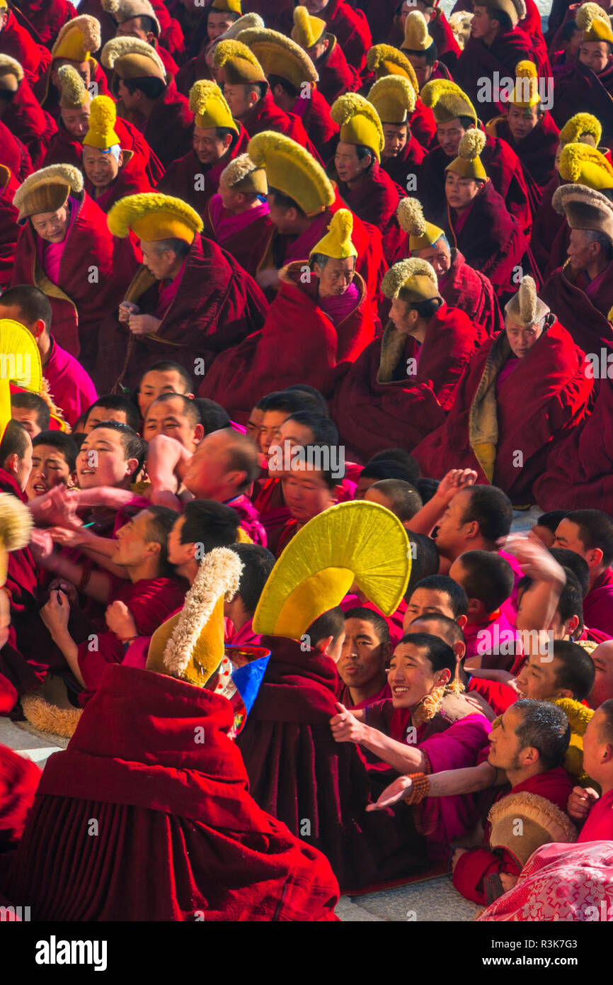 Monks during the Tibetan New Year, Labrang Monastery, Gansu Province ...