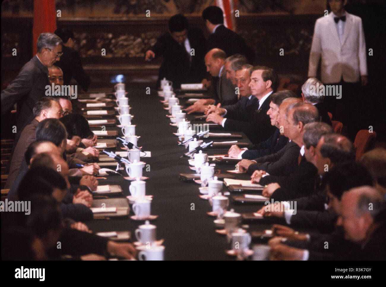 April 1984: President Reagan shaking hands with Chinese Premier Zhao ...