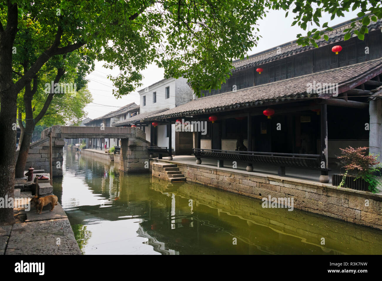 Traditional house and bridge on the Grand Canal in the ancient town of ...