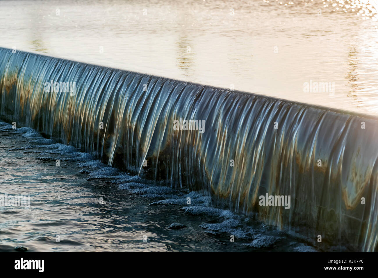 Close up water stream in modern decorative water area outside Stock ...