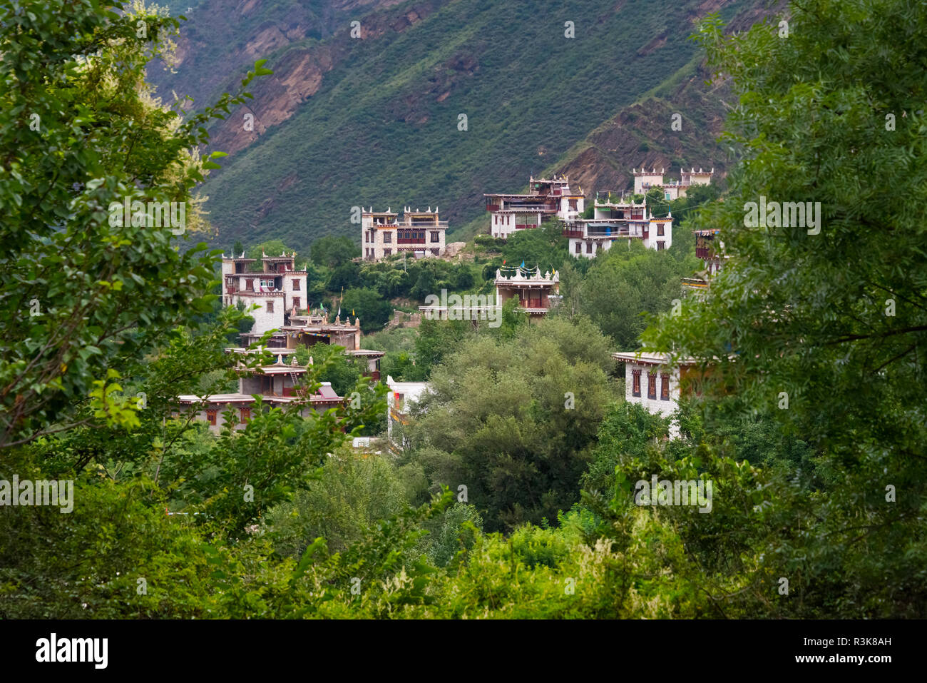 Tibetan village in the mountain, Zhonglu, Danba County, Garze Tibetan ...