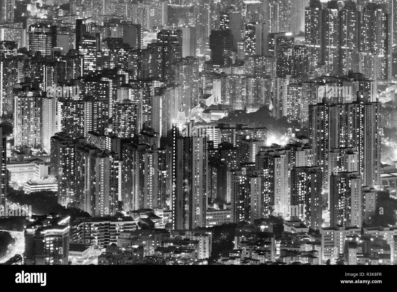 Aerial view of high-rise at dusk, Hong Kong, China Stock Photo - Alamy