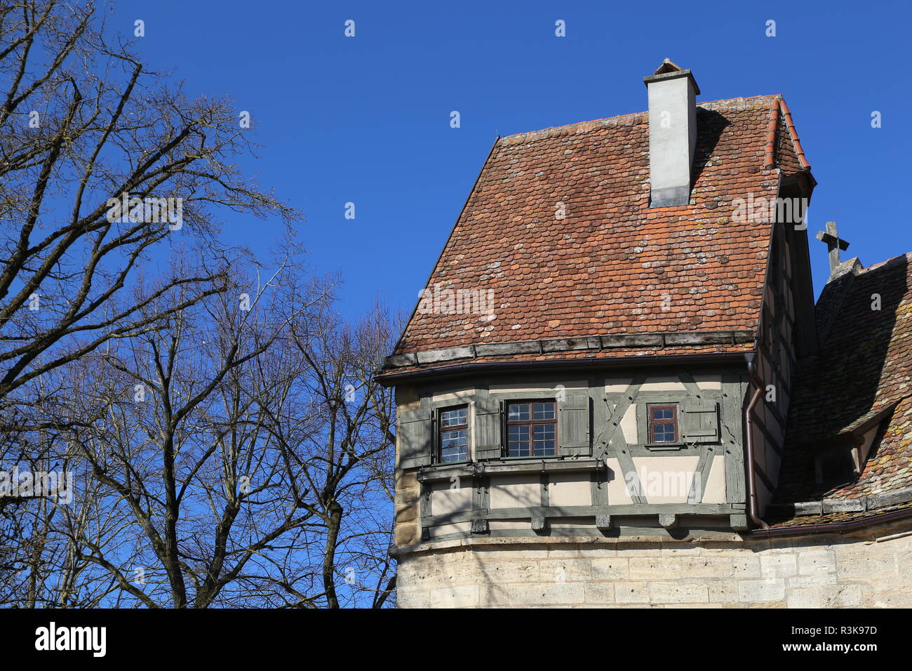 Town of Rothenburg ob der Tauber, Germany. Fragment of the fortress ...