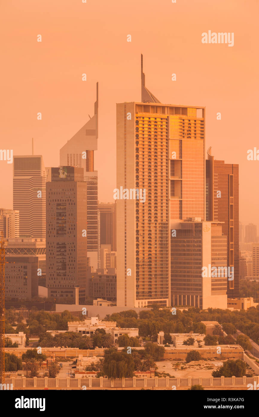 UAE, Downtown Dubai. Downtown high-rise buildings, elevated view Stock ...