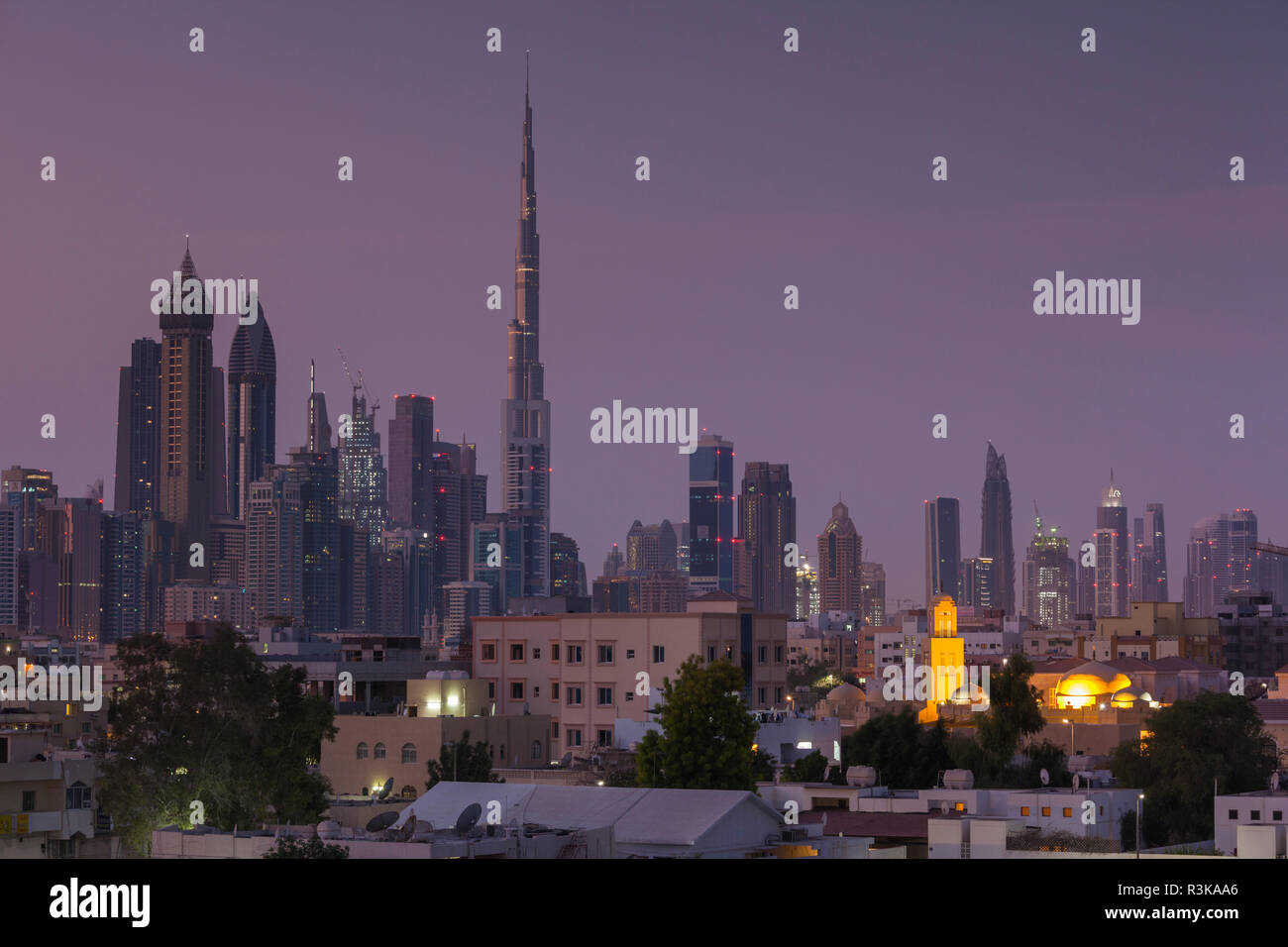 UAE, Dubai, Jumeirah. Skyscrapers along Sheikh Zayed Road, skyline from ...
