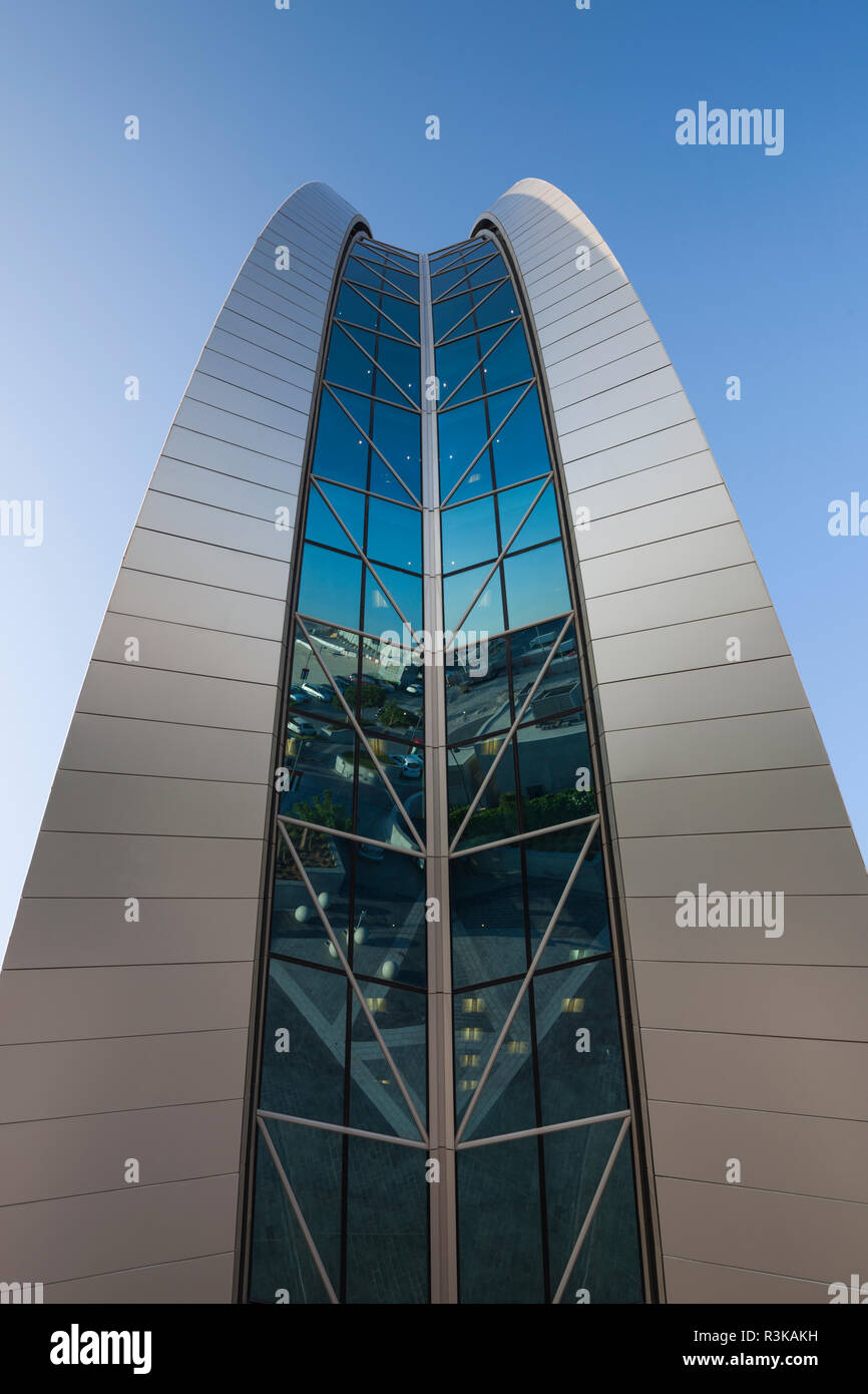 UAE, Abu Dhabi. Al Raha Beach, circular office building, headquarters ...