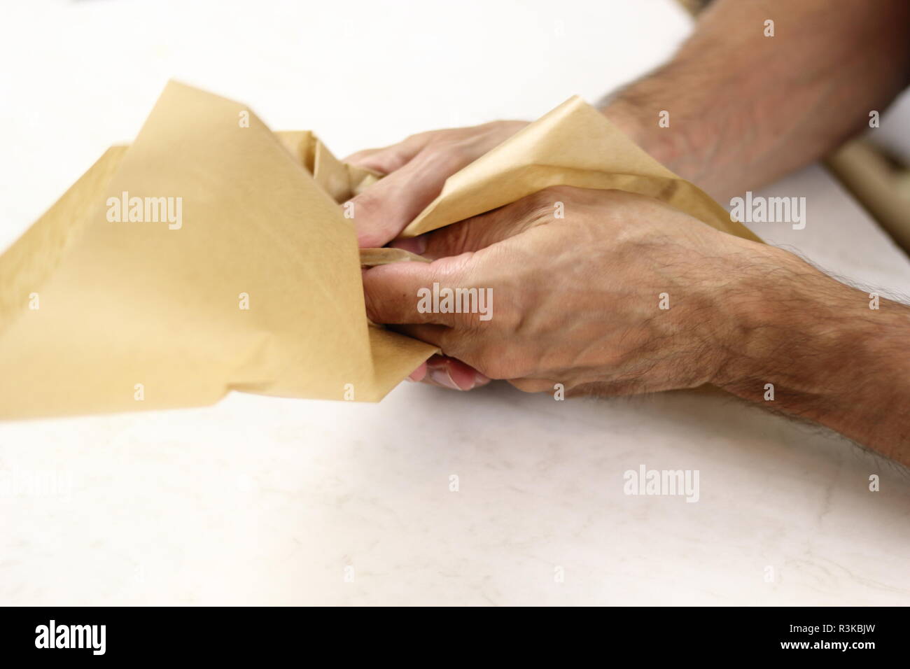 Crumple baking parchment. Making Lemon Mascarpone Pie Series Stock ...