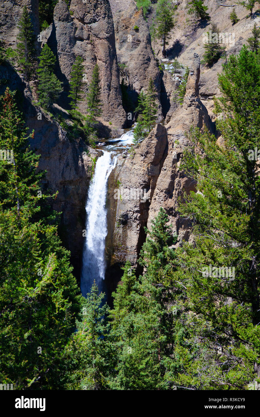 The Tower Falls of the Yellowstone River. The most popular waterfall in ...