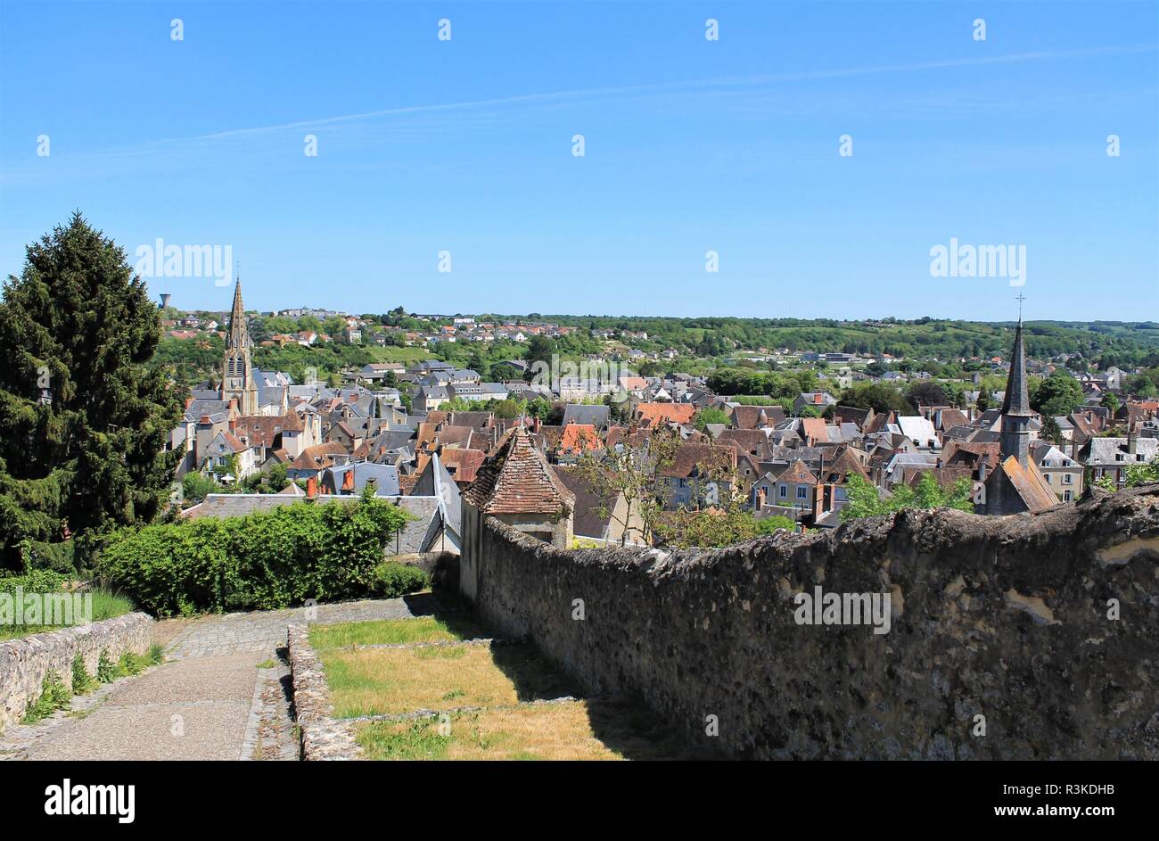 Panorama of Argenton sur Creuse historic city, Berry region - Indre ...