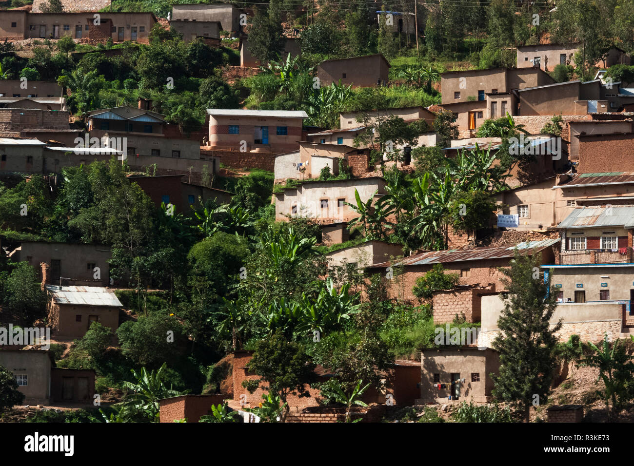 Africa, Rwanda, Kigali. Homes on the hillsides outside of Kigali Stock ...