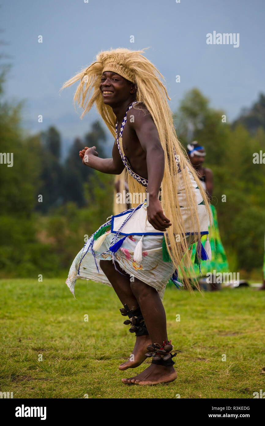 Africa. Rwanda. Traditional Intore dancers near Volcanoes National Park ...