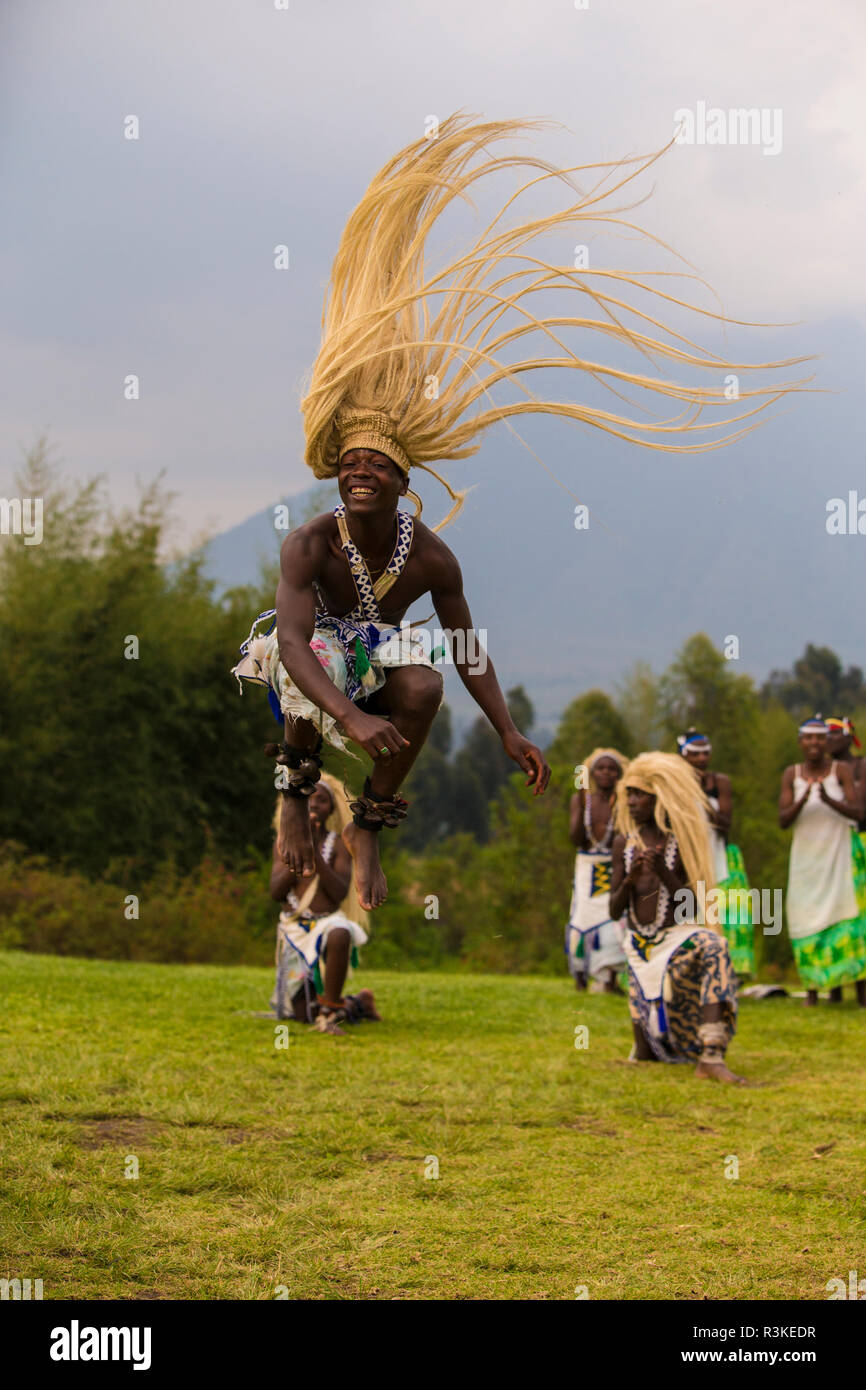 Africa. Rwanda. Traditional Intore dancers near Volcanoes National Park ...