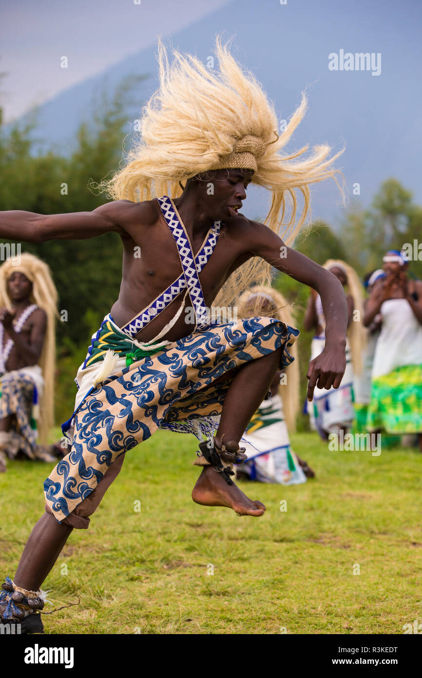 Africa. Rwanda. Traditional Intore dancers near Volcanoes National Park ...