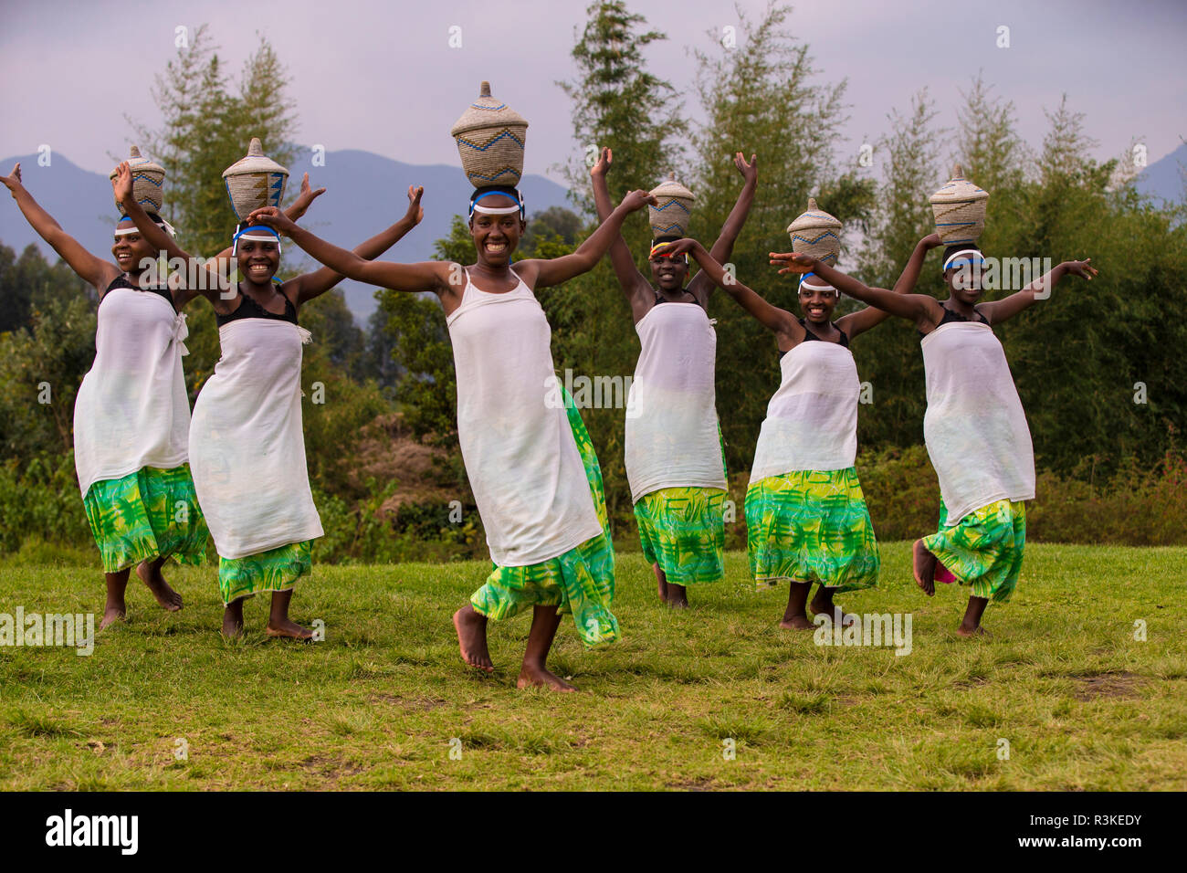 Africa. Rwanda. Traditional Intore dancers near Volcanoes National Park ...