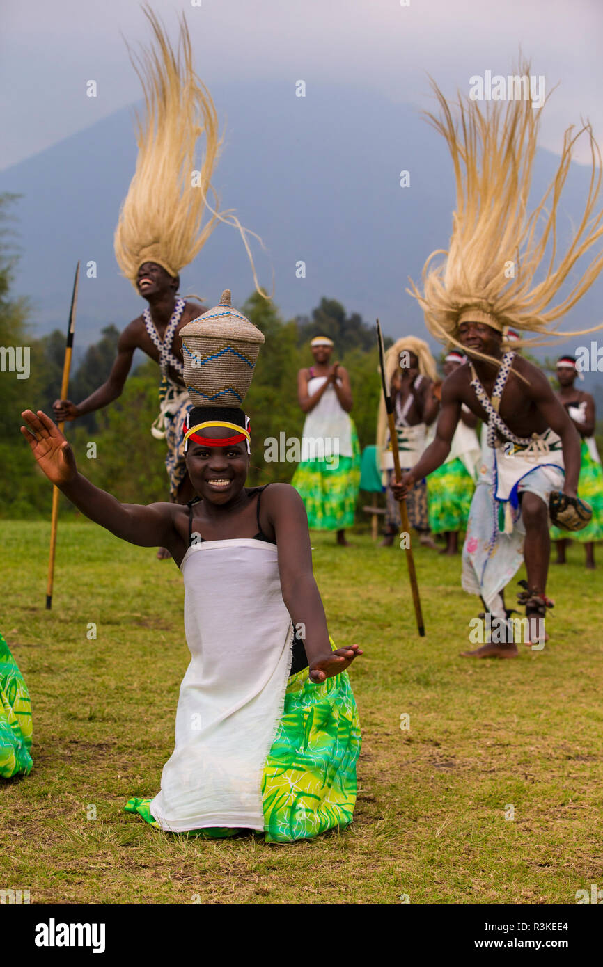 Africa. Rwanda. Traditional Intore dancers near Volcanoes National Park ...