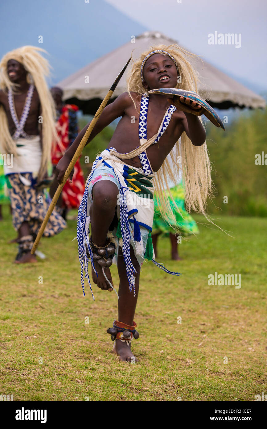 Africa. Rwanda. Traditional Intore dancers near Volcanoes National Park ...