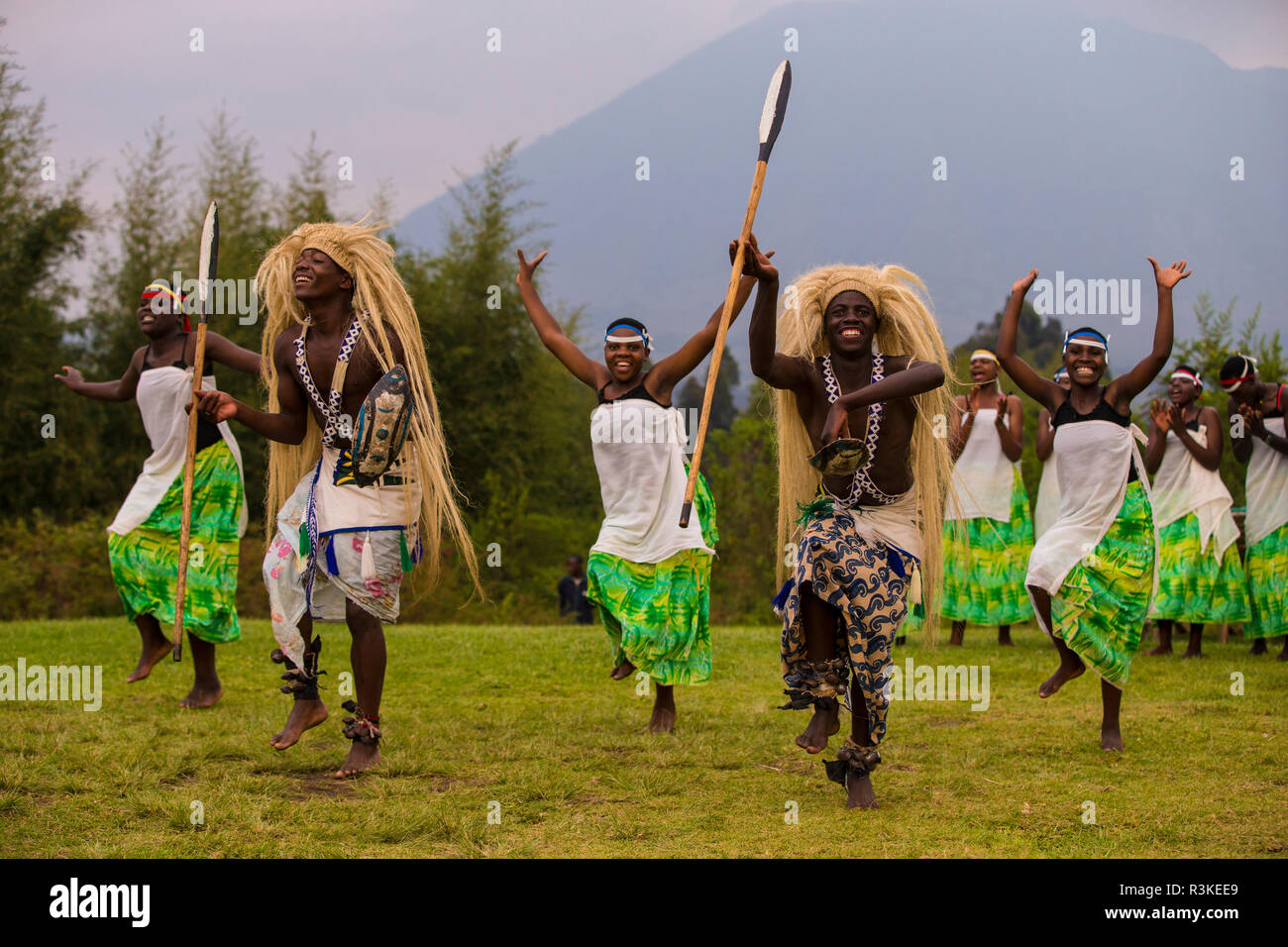 Africa. Rwanda. Traditional Intore dancers near Volcanoes National Park ...
