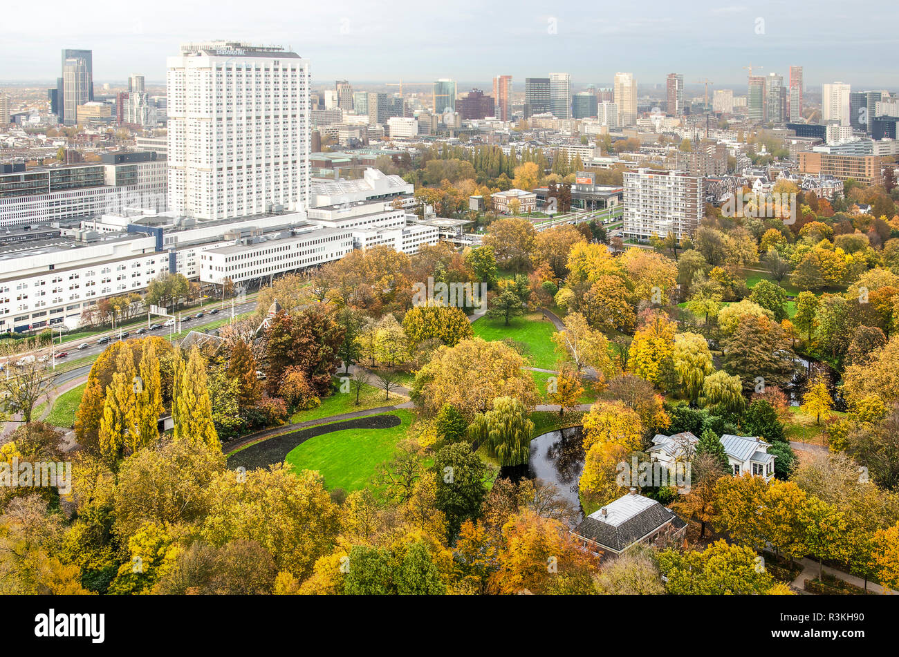 Rotterdam, The Netherlands, November 12, 2018: aerial view of The Park ...