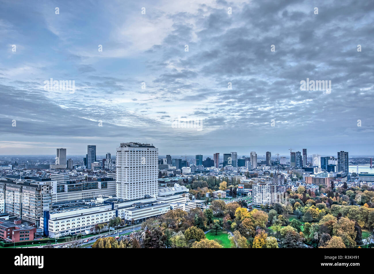 Rotterdam, The Netherlands, November 12, 2018: aerial view of the ...