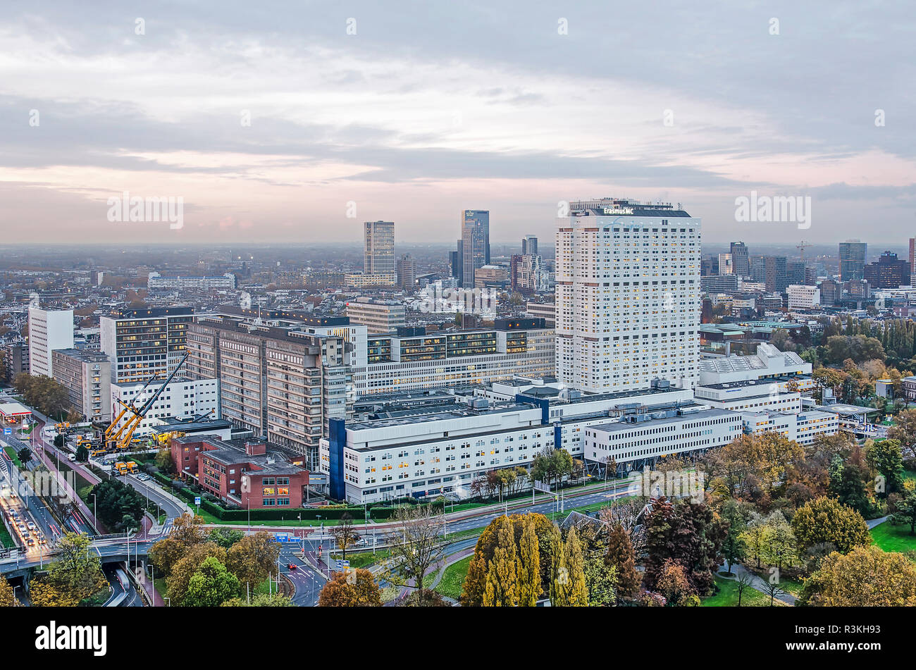 Rotterdam, The Netherlands, November 12, 2018: Aerial view of the ...