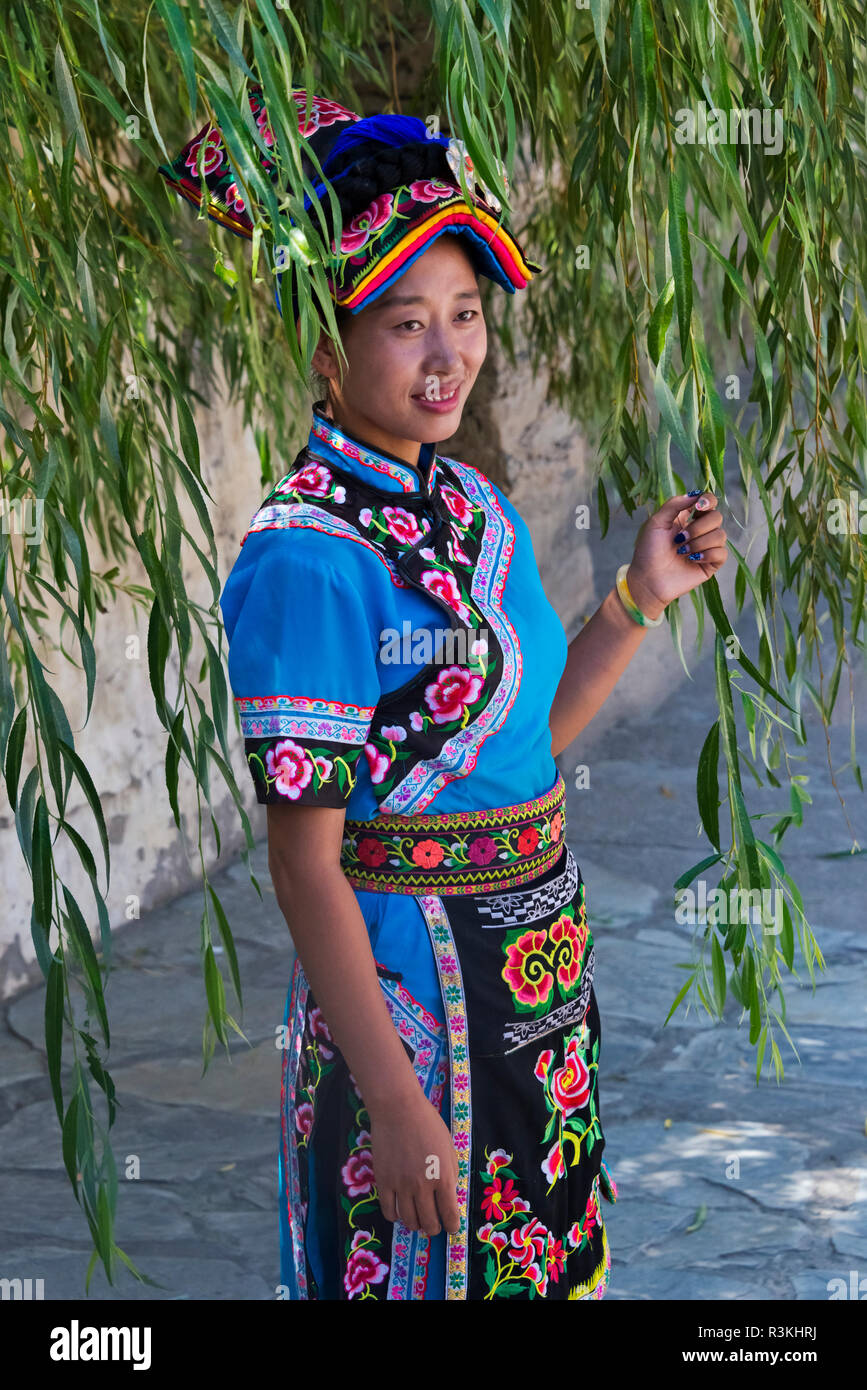 Qiang girl in traditional clothing, Taoping Qiang Village, Ngawa ...