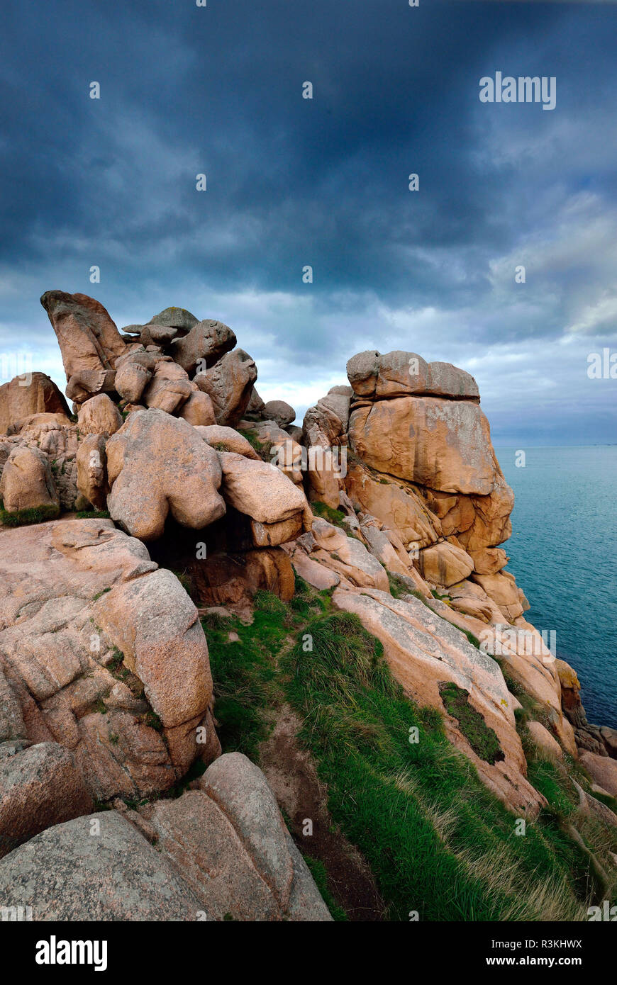 Town of Ploumanac'h (Brittany, north-western France): rocks along the ...