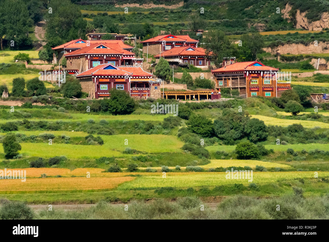 Tibetan village in the mountain, Luhuo, Garze Tibetan Autonomous ...