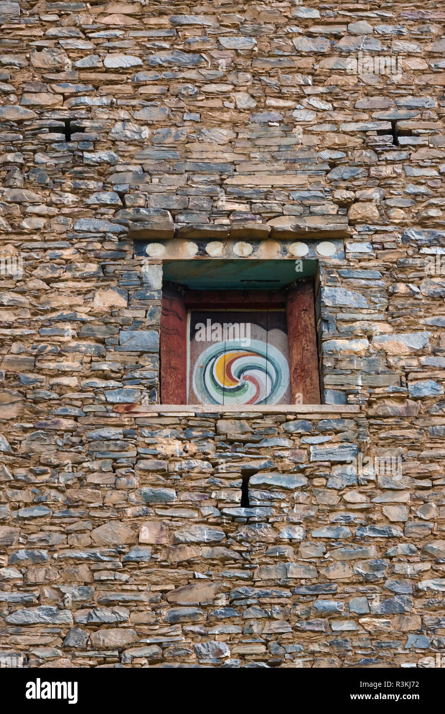 Watchtower window details of Songgang Tibetan house in the mountain ...
