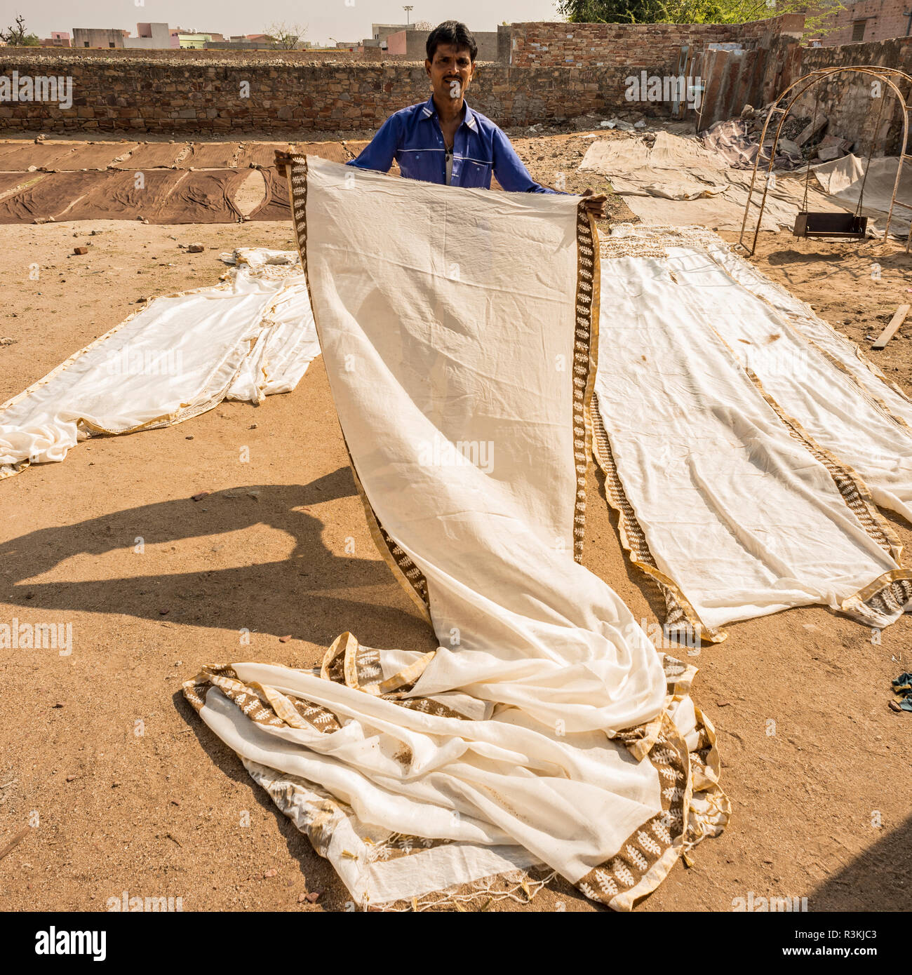 India, Rajasthan, Pipar. No Water No Life expedition, block print ...