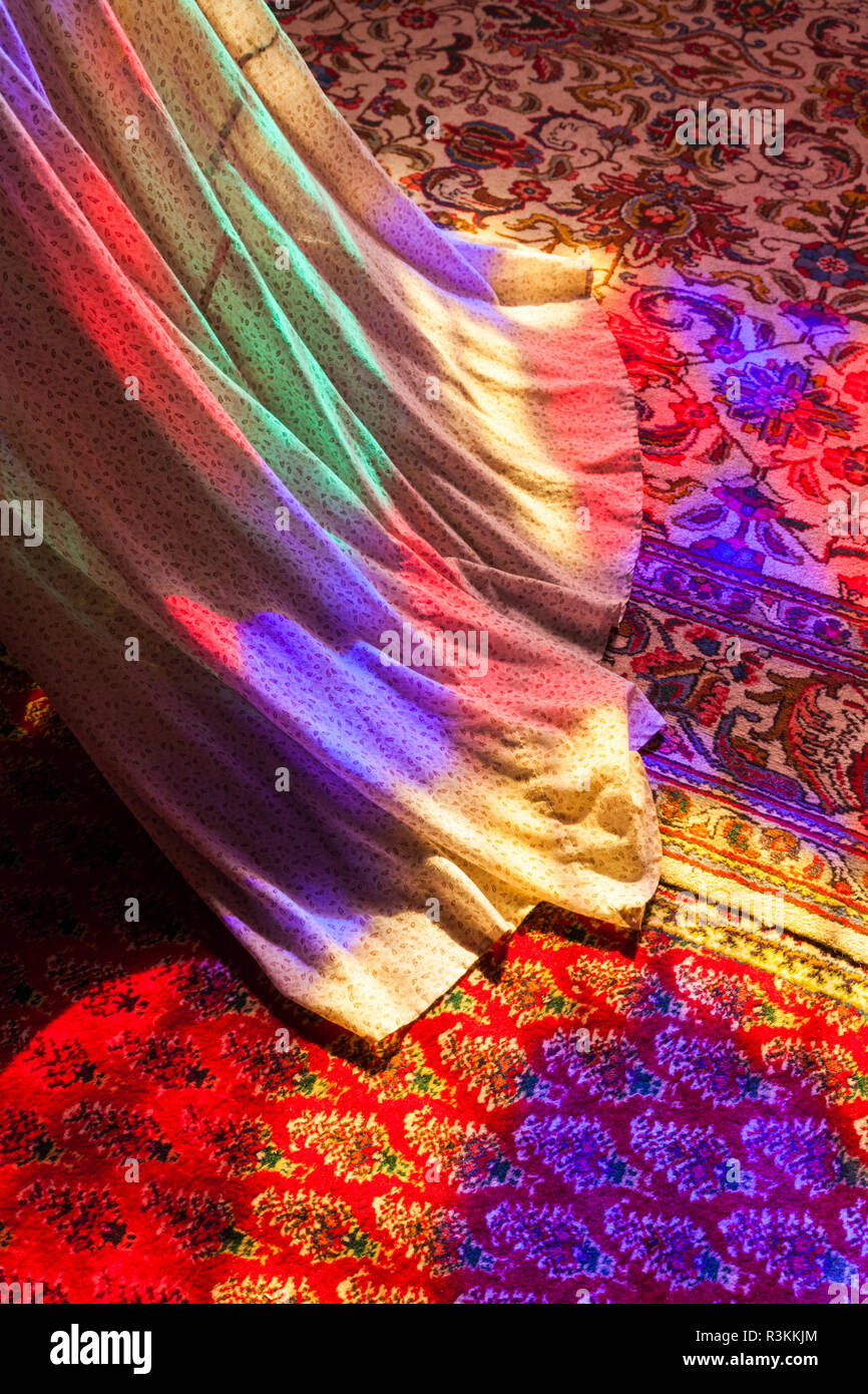 Central Iran, Shiraz, Nasir-Al Molk Mosque, Women In Robes Stock Photo ...