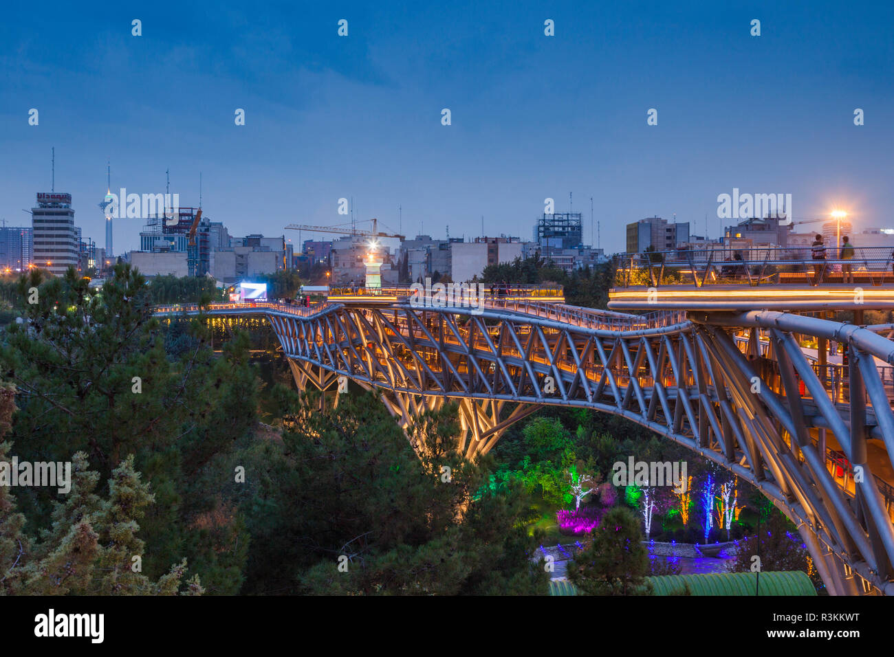 Iran, Tehran, City Skyline From The Pole E Tabiat Nature Bridge ...