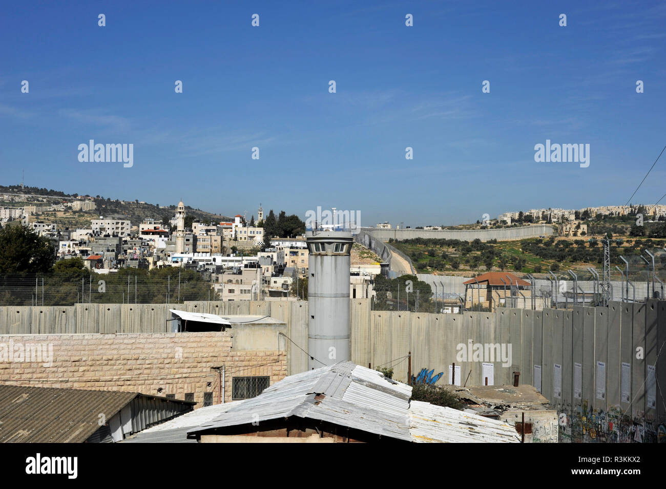 Israel, West Bank, Bethlehem, Israeli-built West Bank Wall surrounding ...