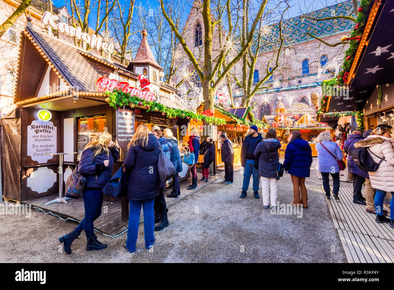 Basel, Switzerland - December 2017. Christmas fairytale market at ...