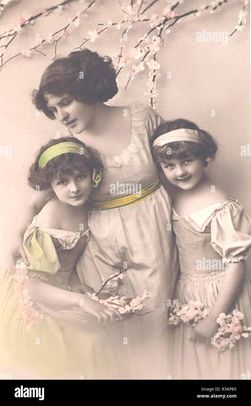 vintage classic Victorian image featuring children Stock Photo - Alamy