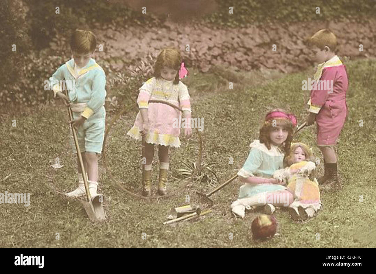 vintage classic Victorian image featuring children Stock Photo - Alamy