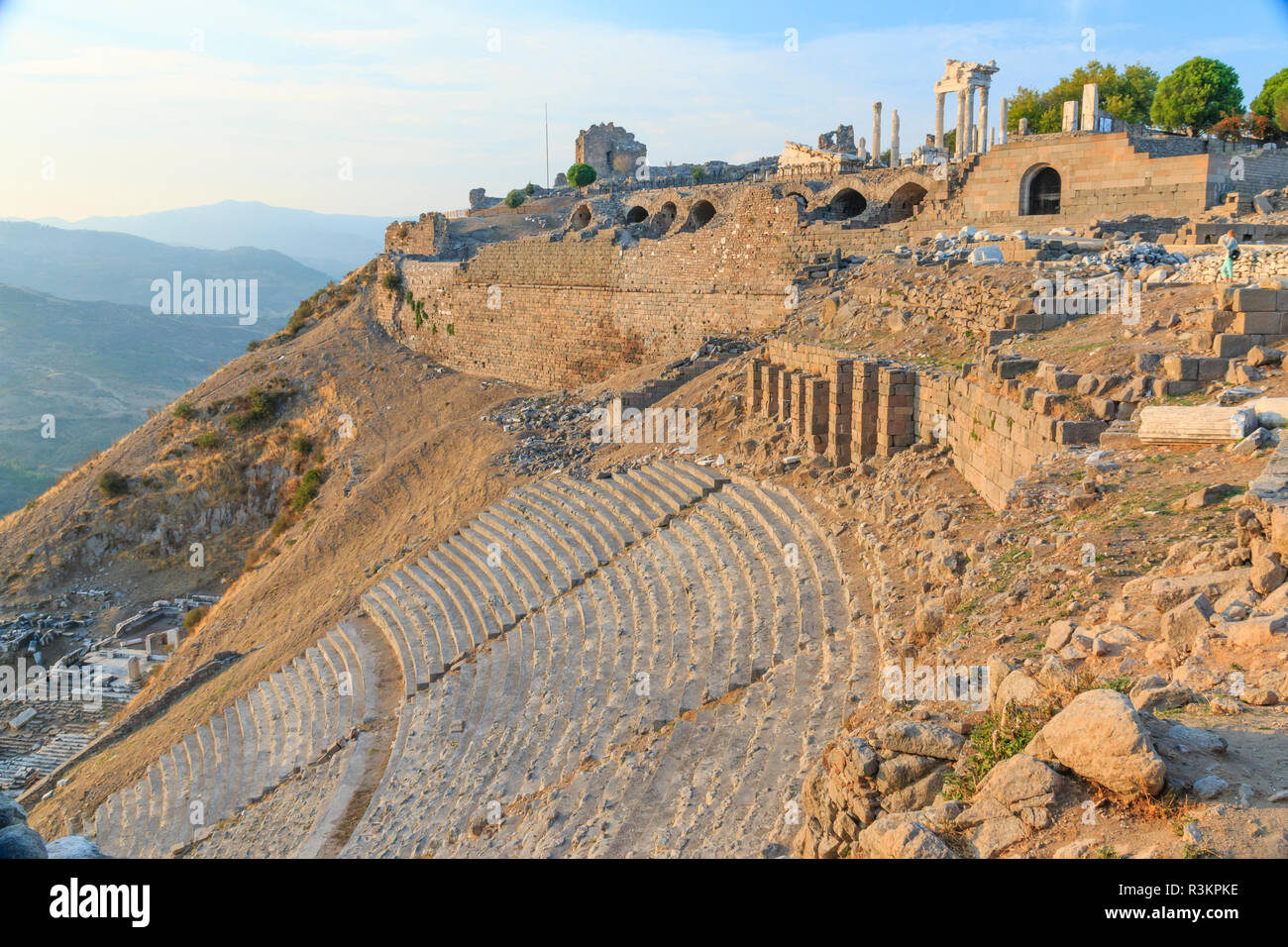 Turkey, Izmir Province, Bergama, Pergamon, Acropolis Theater. UNESCO ...