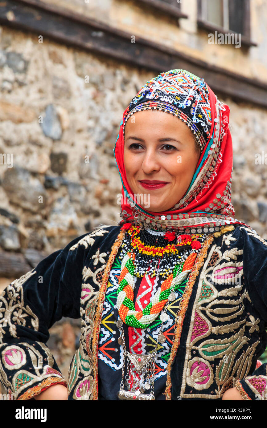 Turkey, Marmara, Bursa, Village of Cumalikizik. Traditional dress ...