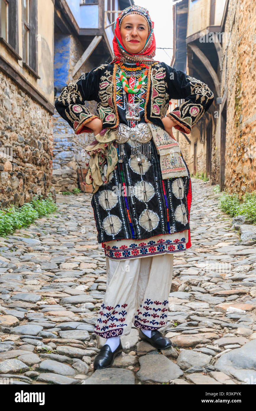 Turkey, Marmara, Bursa, Village of Cumalikizik. Traditional dress ...