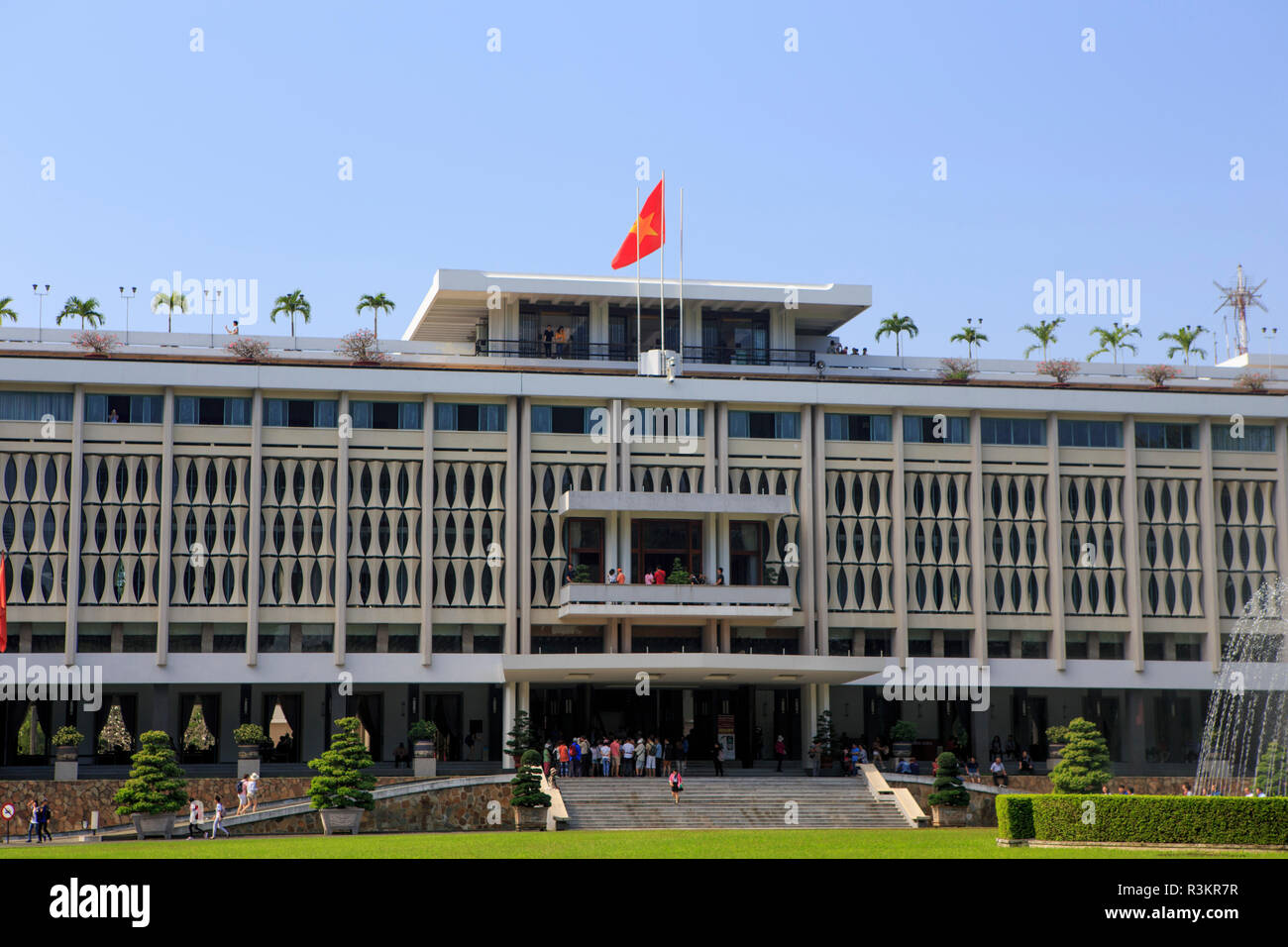 The front entrance to the Independence Palace, Saigon, Ho Chi Minh City ...